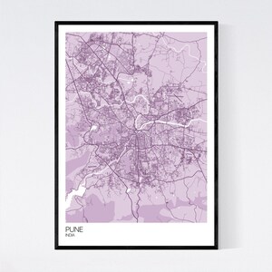 Pune, India Map Art Print Many Styles Art Quality Paper Fast Delivery ...