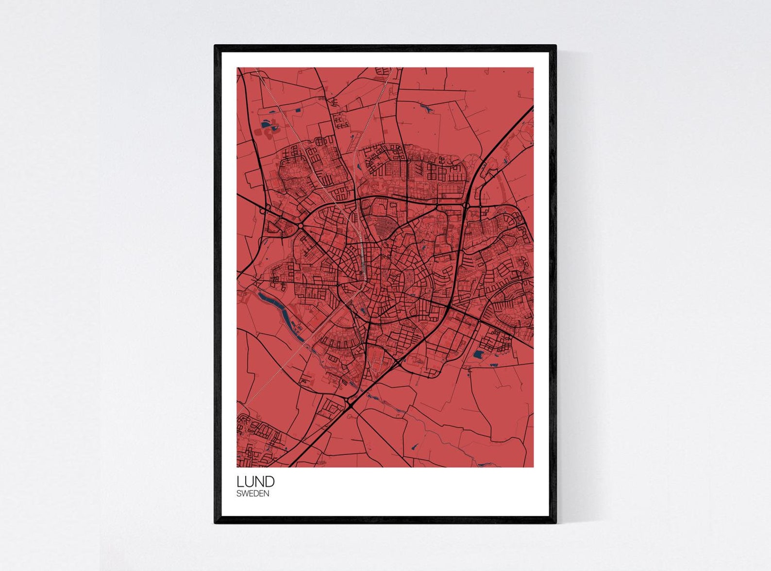Lund Sweden Map Art Print Many Styles 350gsm Art Quality - Etsy