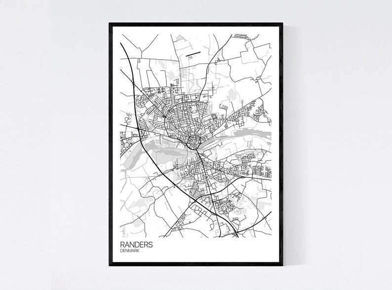 Randers Denmark City Map Art Print Many Colours 350gsm - Etsy
