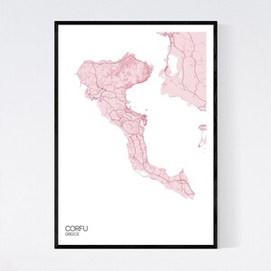 Corfu, Greece Map Art Print Many Styles 350gsm Art Quality Paper Fast ...