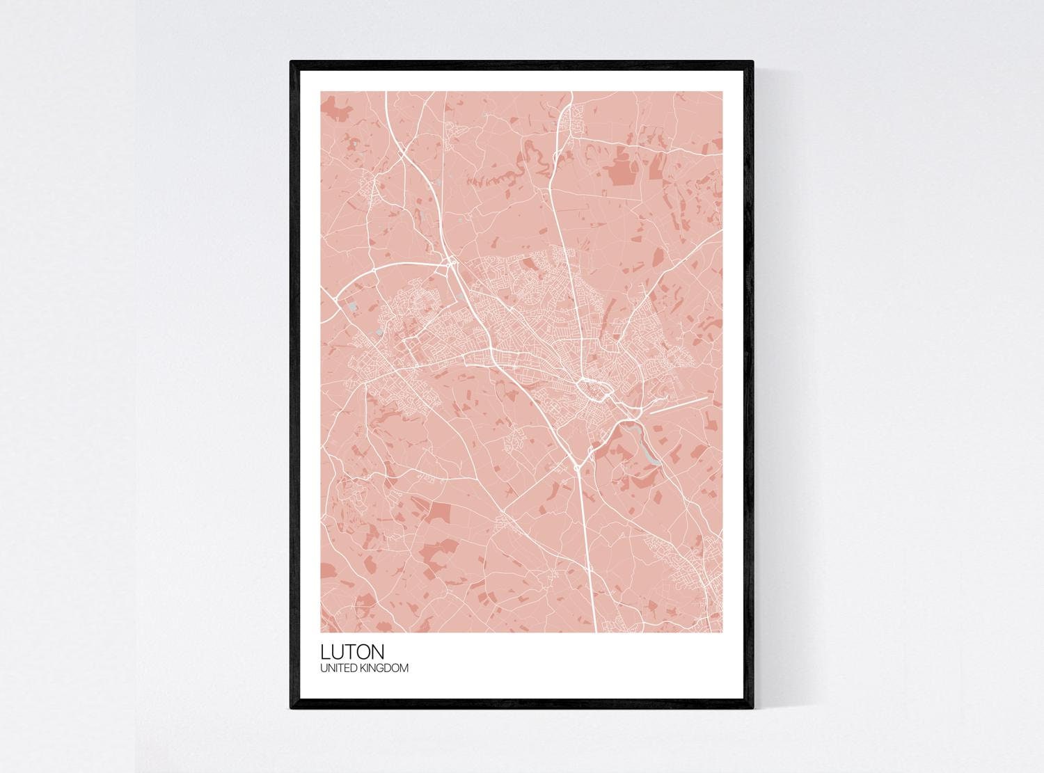 Luton United Kingdom City Map Art Print Many Styles | Etsy