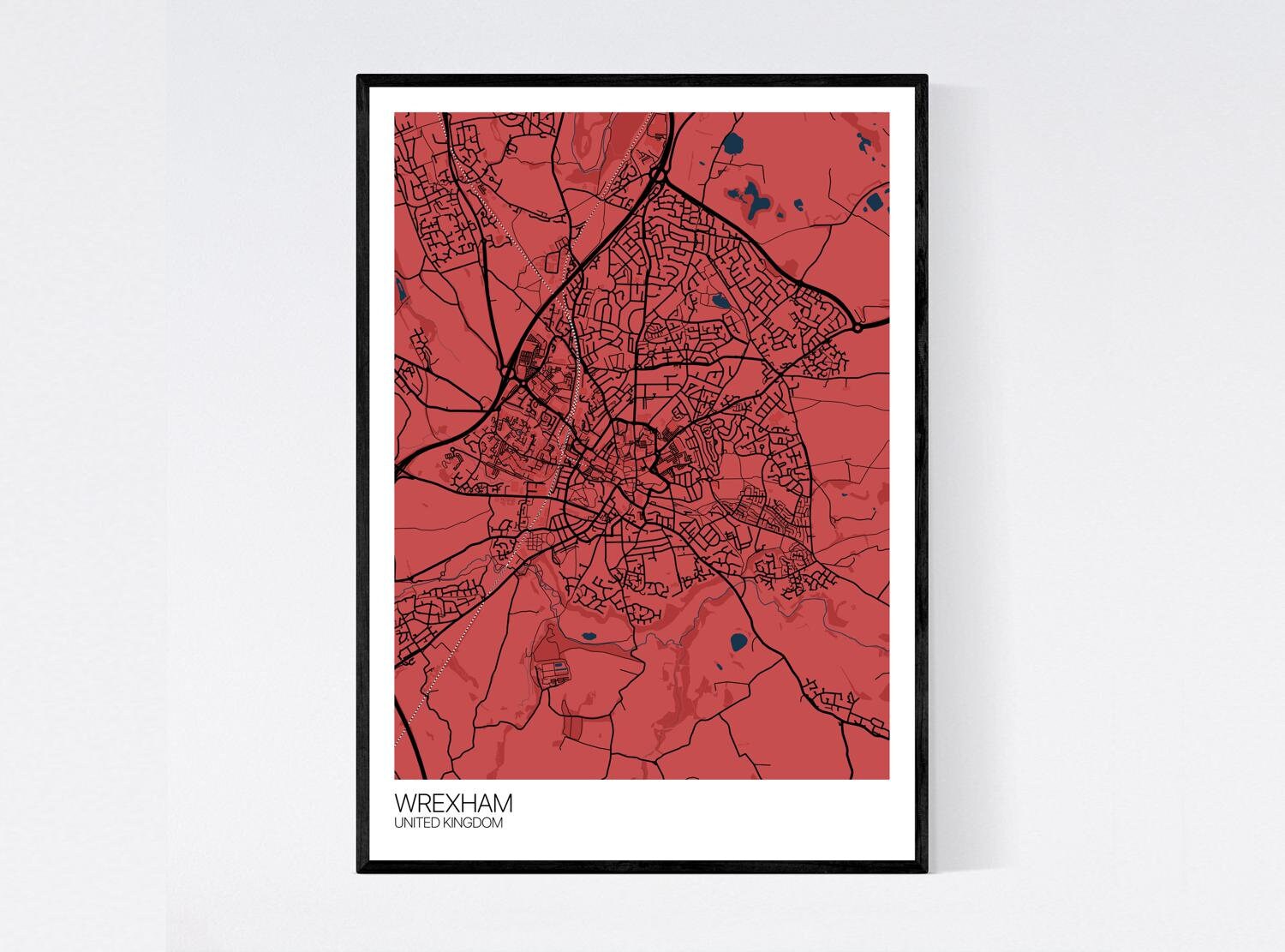 Wrexham Wales City Map Art Print Many Styles 350gsm Art | Etsy