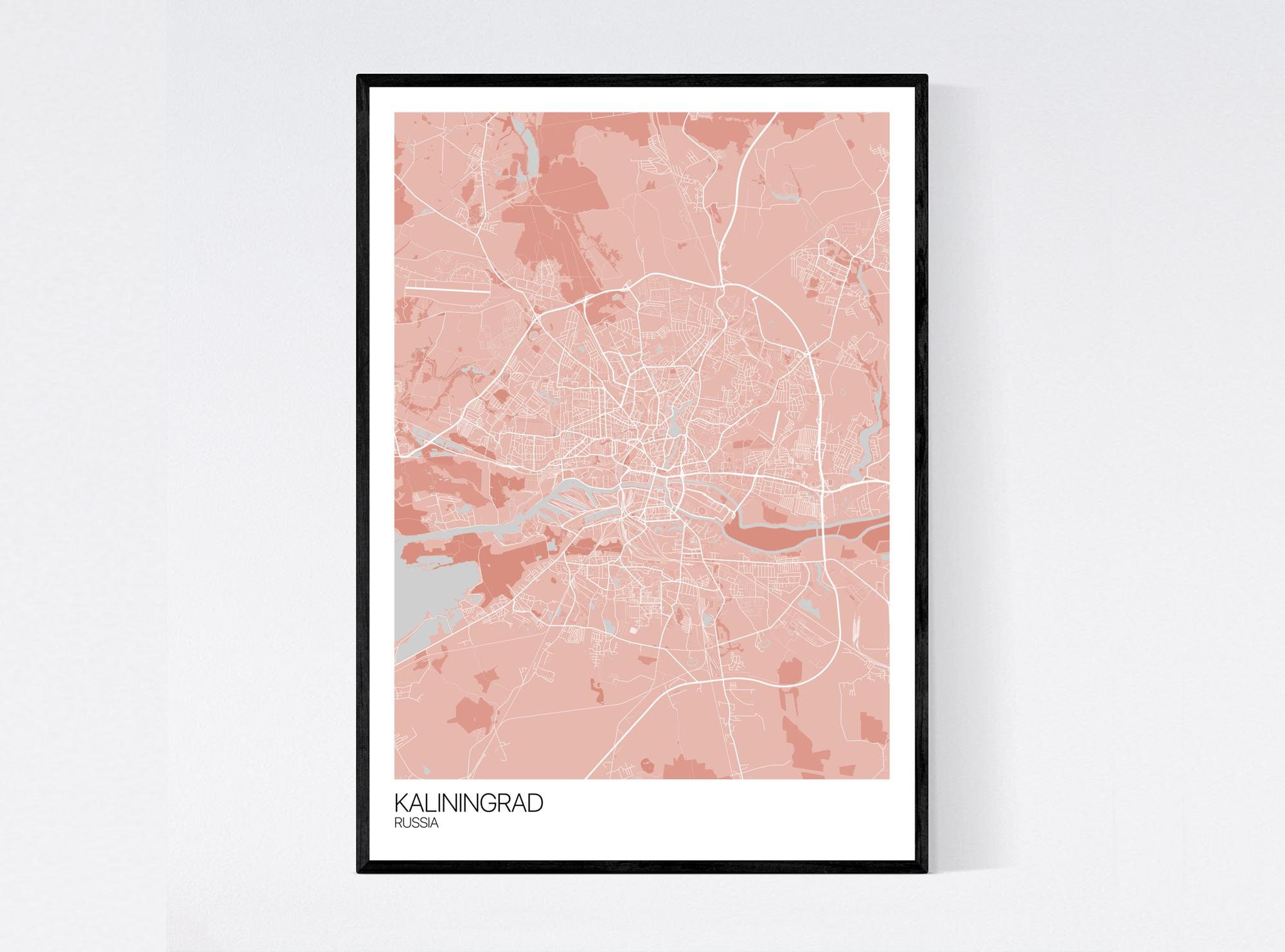 Kaliningrad Russia Map Art Print Many Styles 350gsm Art - Etsy UK