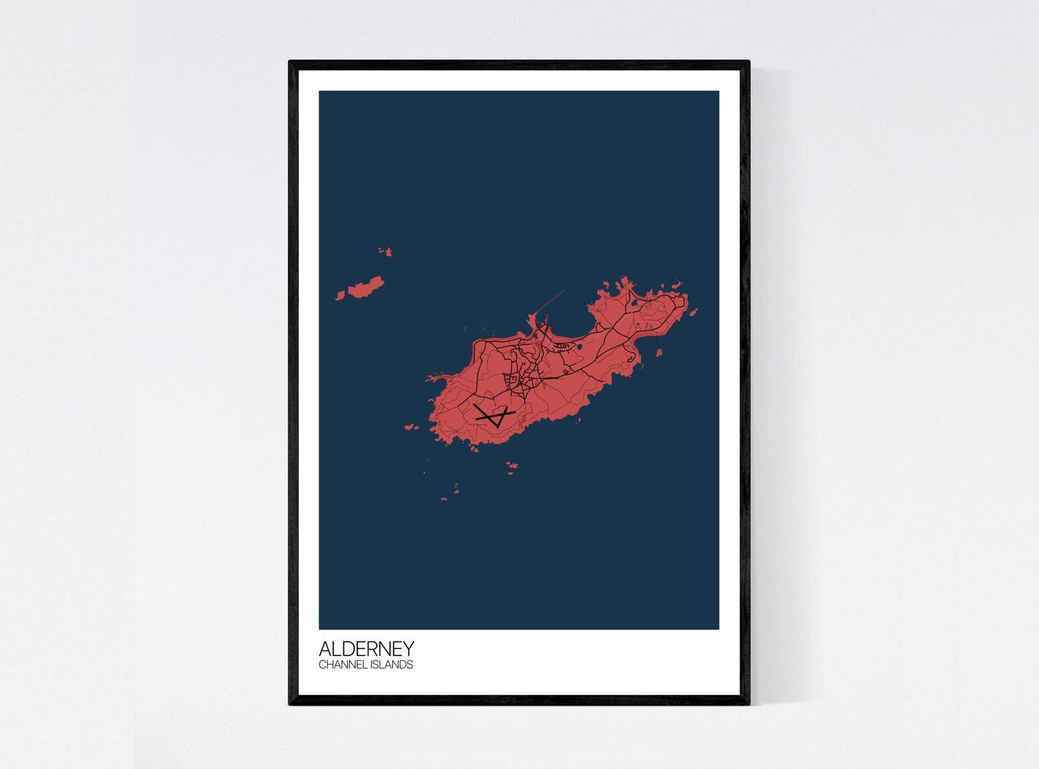 Alderney Channel Islands Map Art Print Many Colours | Etsy