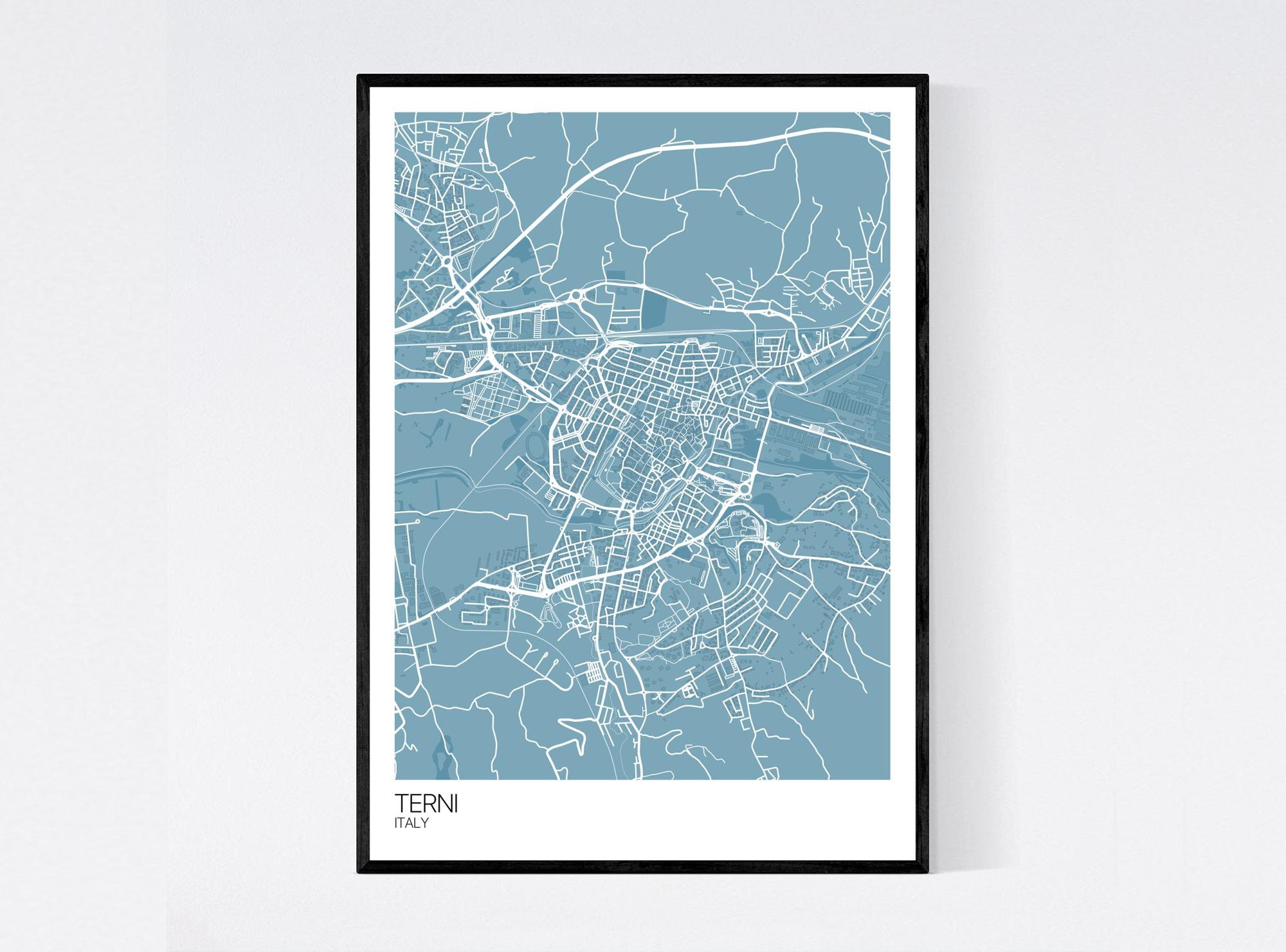 Terni Italy Map Art Print Many Colours 350gsm Art Quality | Etsy