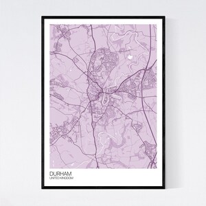 Durham Map Print Many Colours Available 350gsm Art Quality Paper Fast ...