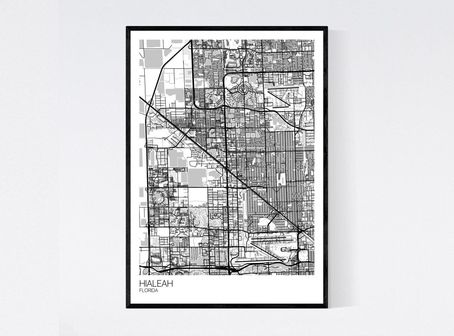 Hialeah Florida Map Print Many Colours Printed on Art - Etsy
