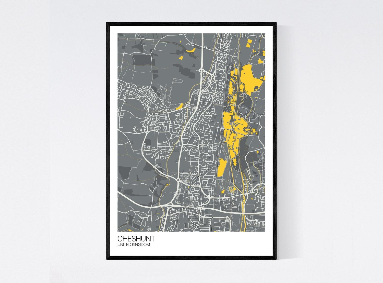 Cheshunt United Kingdom Map Print Many Colours Fast | Etsy