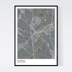 Durham Map Print Many Colours Available 350gsm Art Quality Paper Fast ...