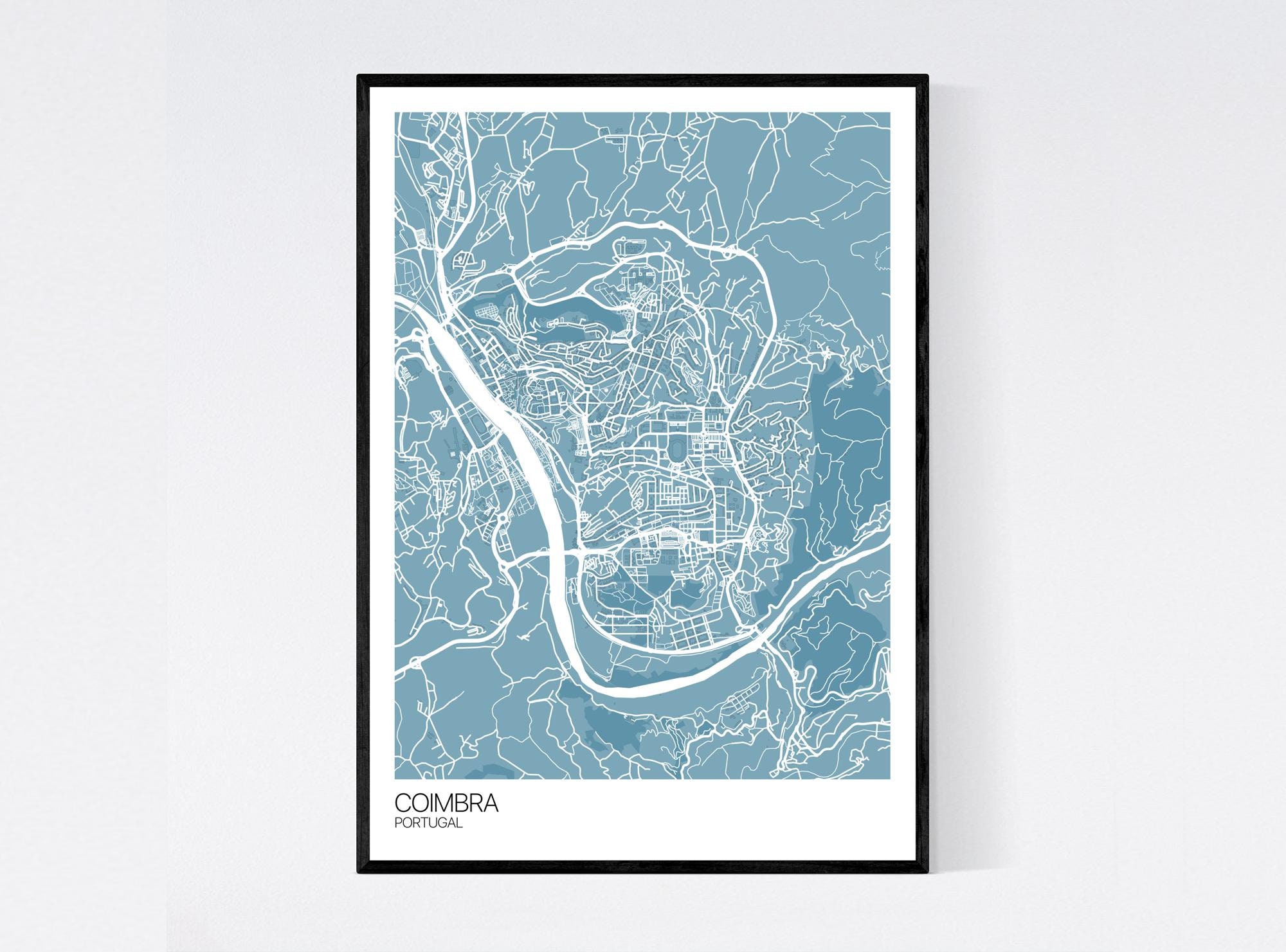 Coimbra Portugal Map Art Print Many Colours 350gsm Art | Etsy