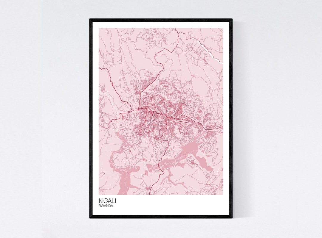 Kigali, Rwanda Map Art Print Many Styles Art Quality Paper Fast ...