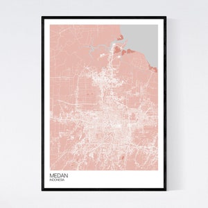 Medan, Indonesia Map Art Print Many Styles Art Quality Paper Fast ...
