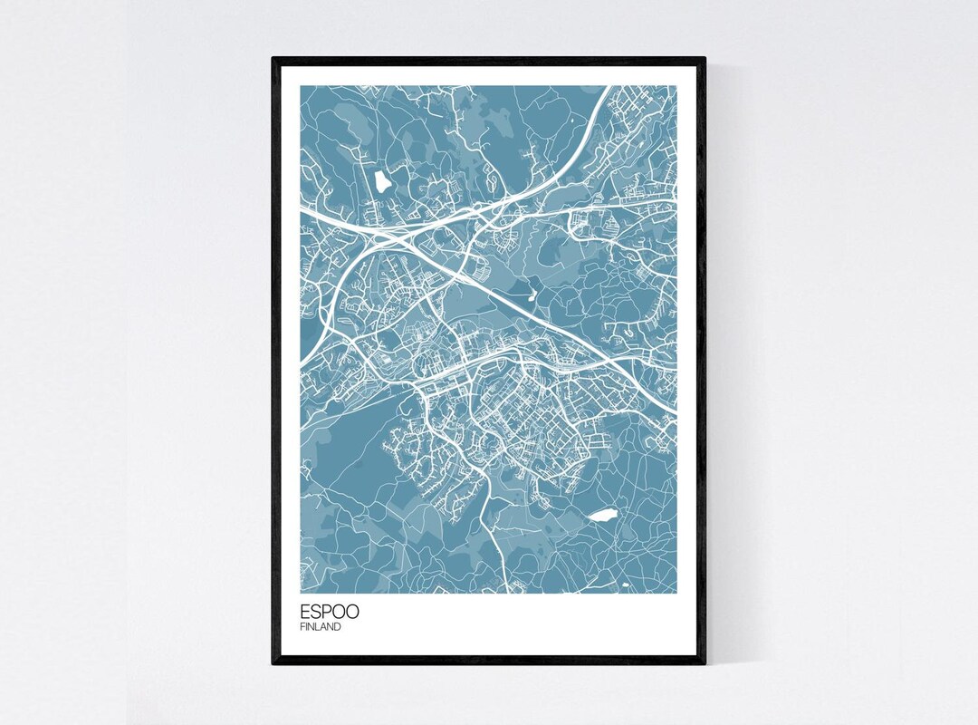 Espoo, Finland Map Art Print Many Colours 350gsm Art Quality Paper Fast ...