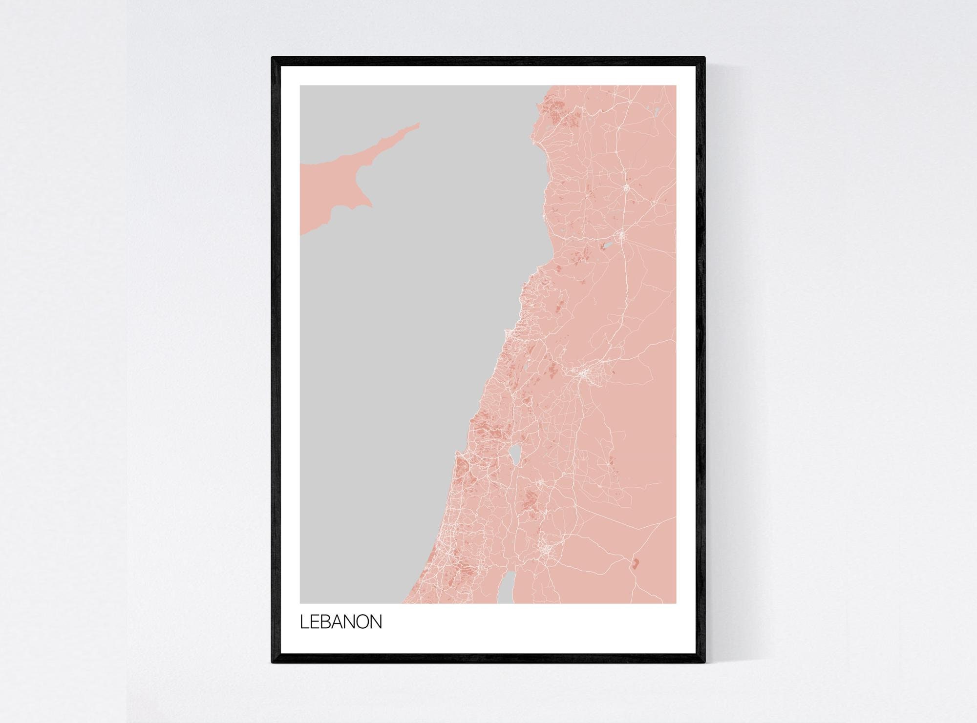 Lebanon Map Art Print Many Styles Art Quality Paper Fast | Etsy