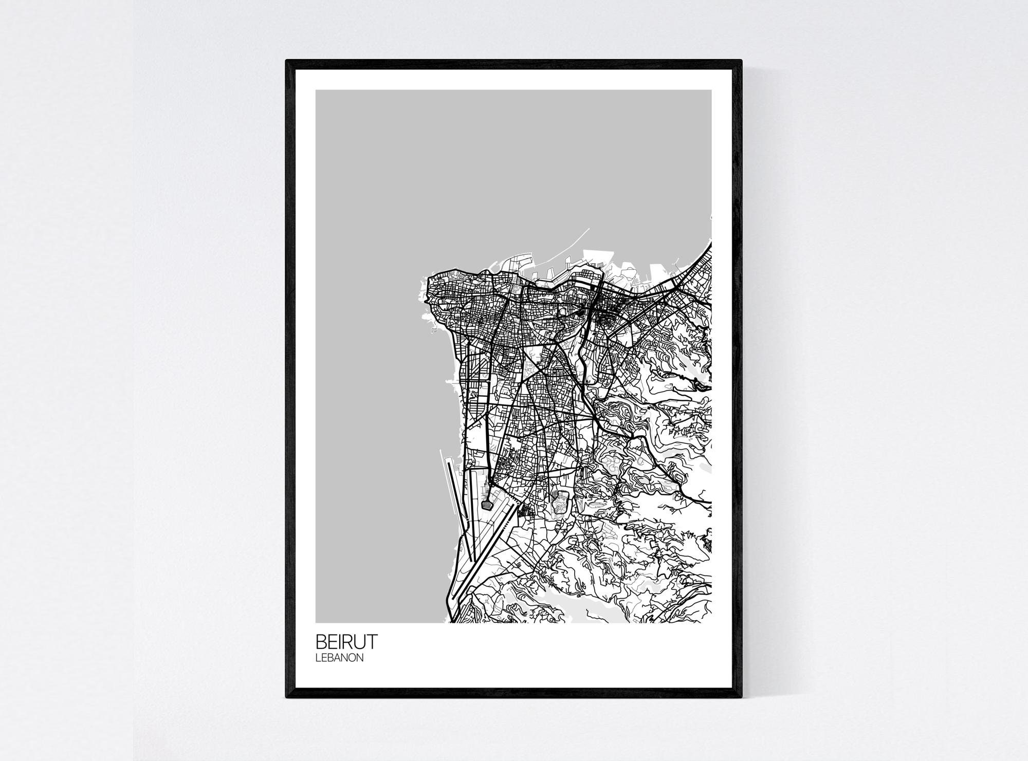 Beirut Lebanon Map Art Print Many Styles Art Quality - Etsy UK