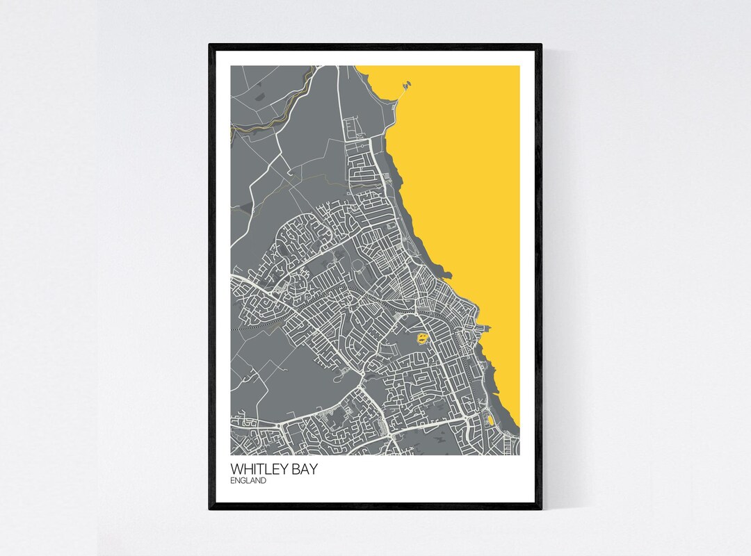 Whitley Bay, England Map Art Print Many Styles 350gsm Art Quality Paper ...