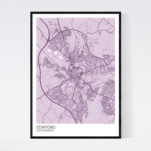 Stafford Town Map Art Print Many Styles 350gsm Art Quality Paper Fast ...
