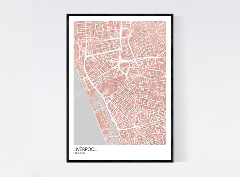 Liverpool City Centre Map Art Print Many Colours 350gsm | Etsy UK