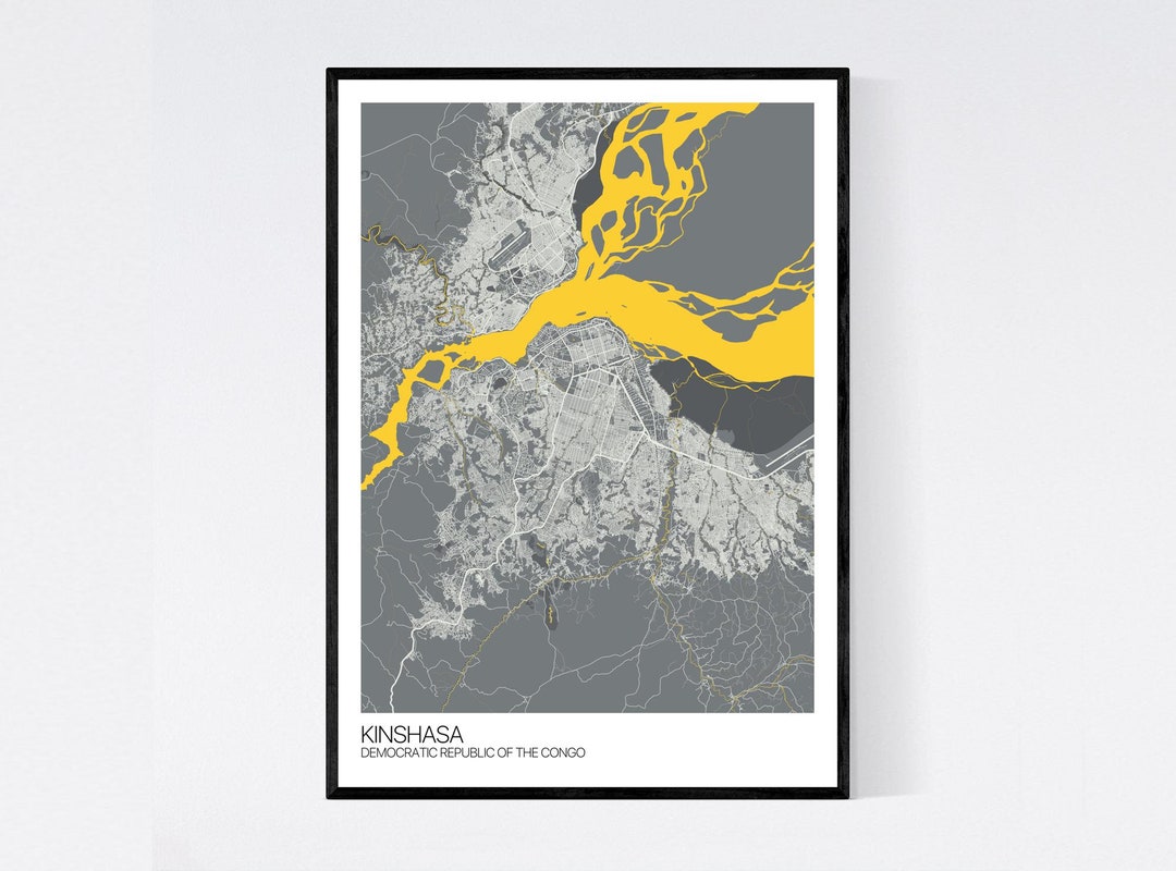Kinshasa, Congo Map Art Print - Many Styles - Art Quality Paper - Fast ...