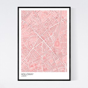 Holloway London Map Art Print Many Colours 350gsm Art - Etsy