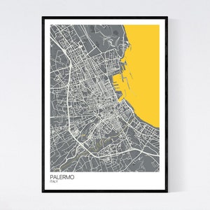 Palermo, Italy Map Art Print Many Colours 350gsm Art Quality Paper Fast ...