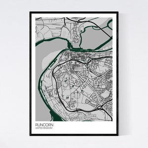 Runcorn Town Map Art Print Many Styles 350gsm Art Quality Paper Fast ...