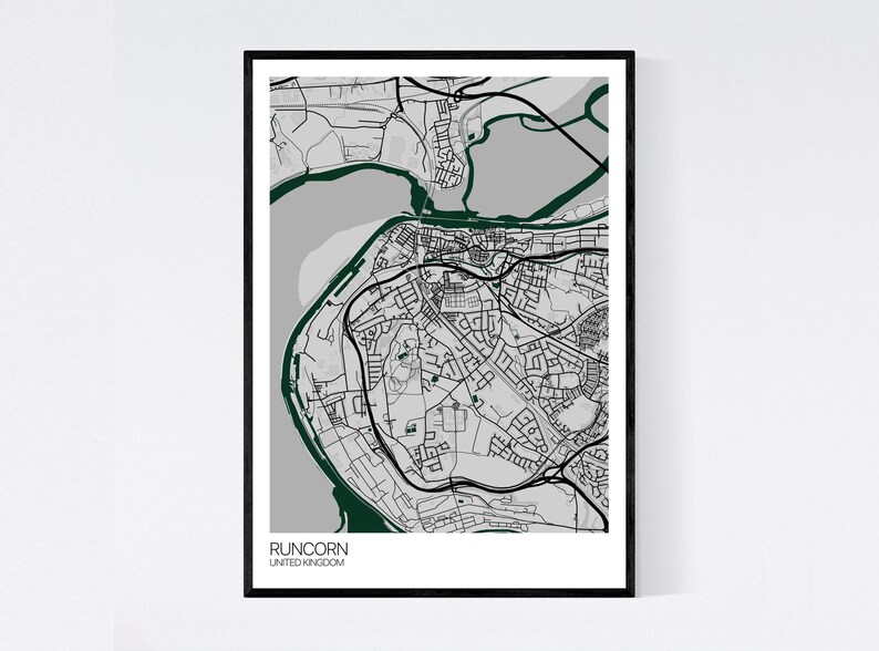 Runcorn Town Map Art Print Many Styles 350gsm Art Quality - Etsy