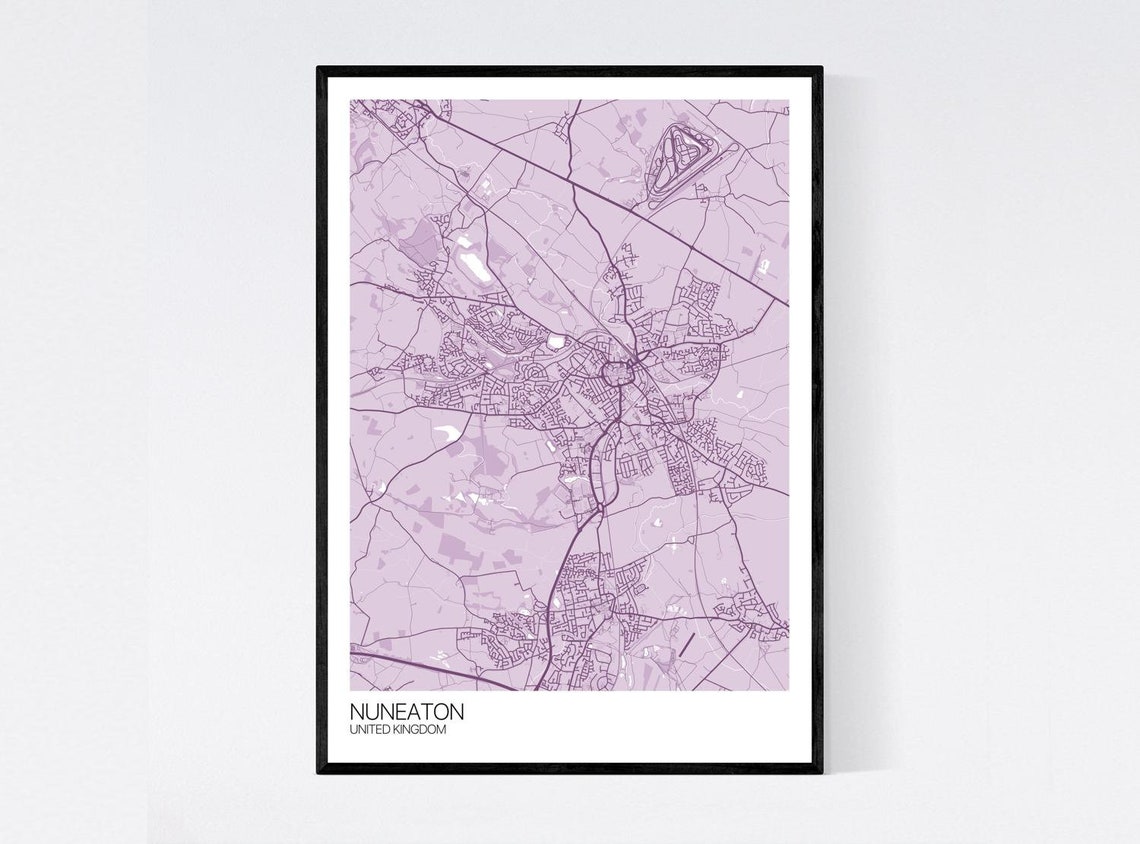 Nuneaton United Kingdom City Map Art Print Many Colours | Etsy