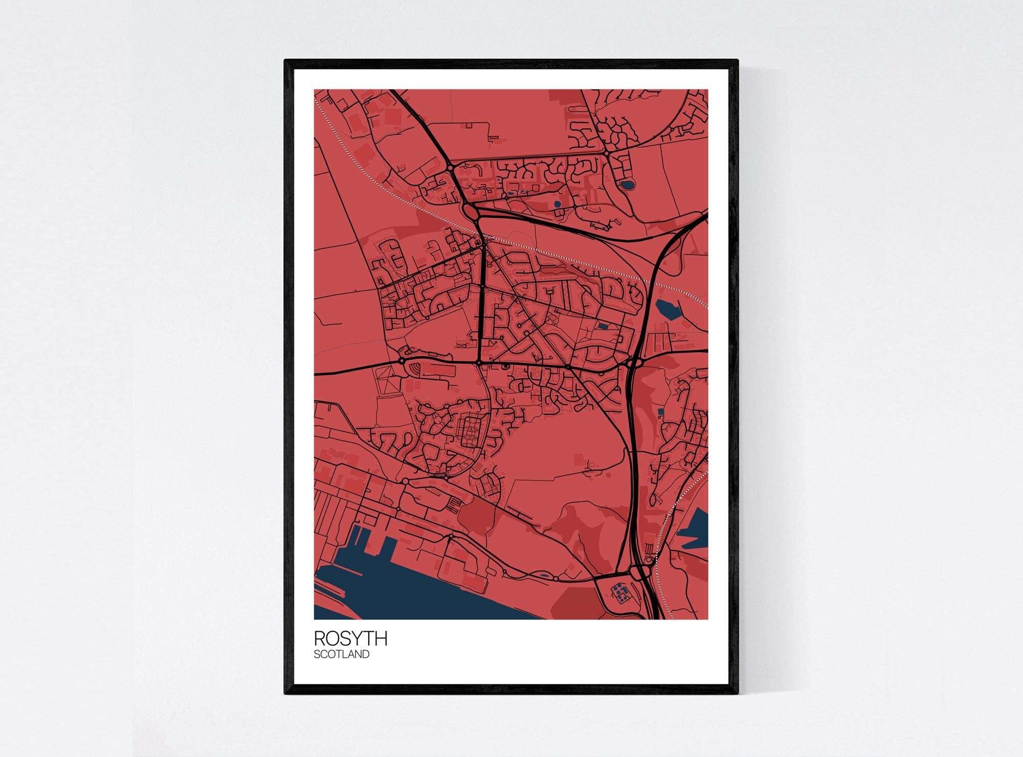 Rosyth Scotland Map Art Print Many Styles 350gsm Art - Etsy UK