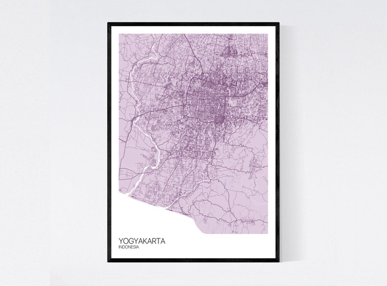 Yogyakarta jogja Indonesia Map Art Print Many Styles - Etsy