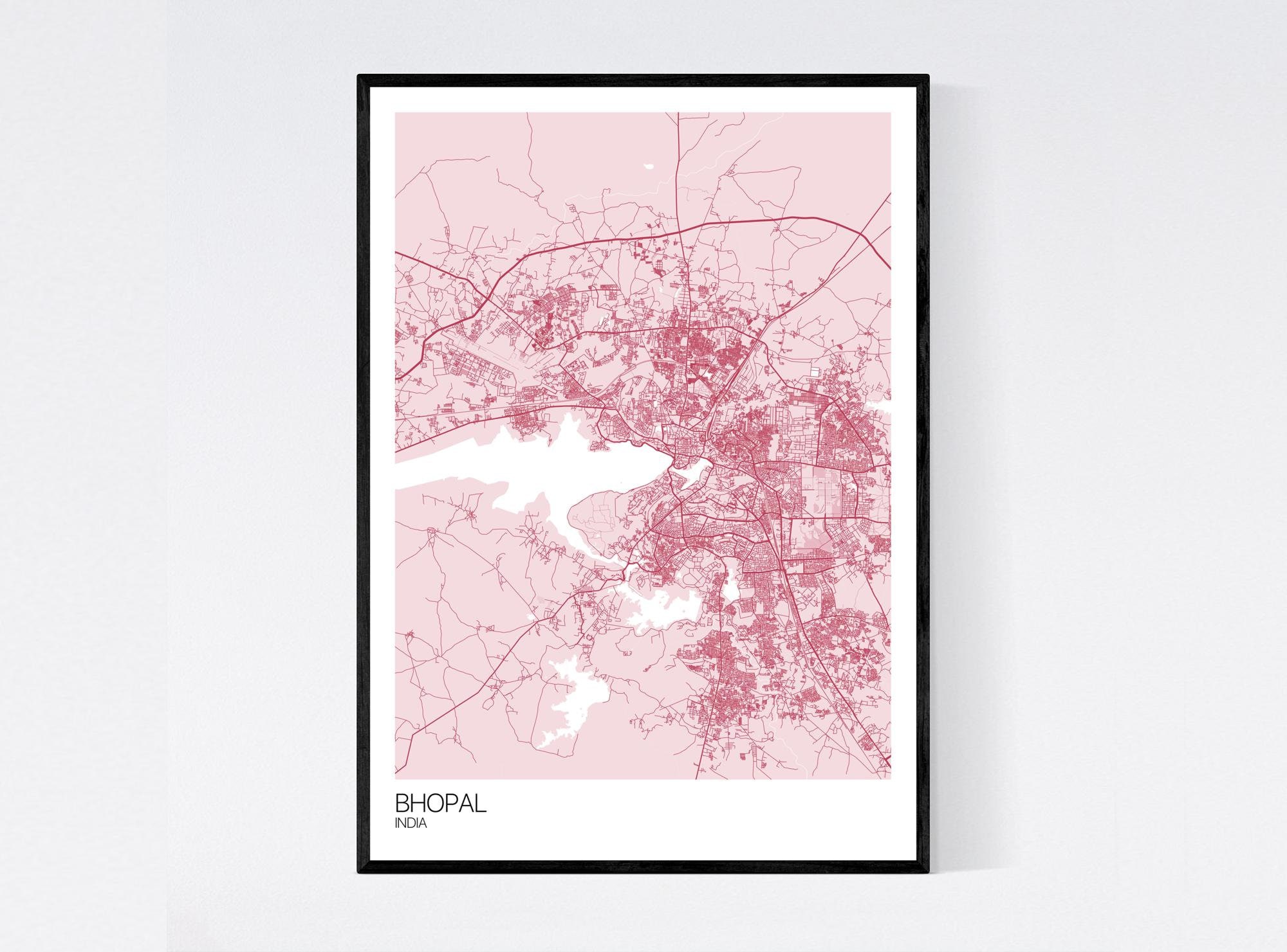 Bhopal India Map Art Print Many Styles Art Quality Paper | Etsy