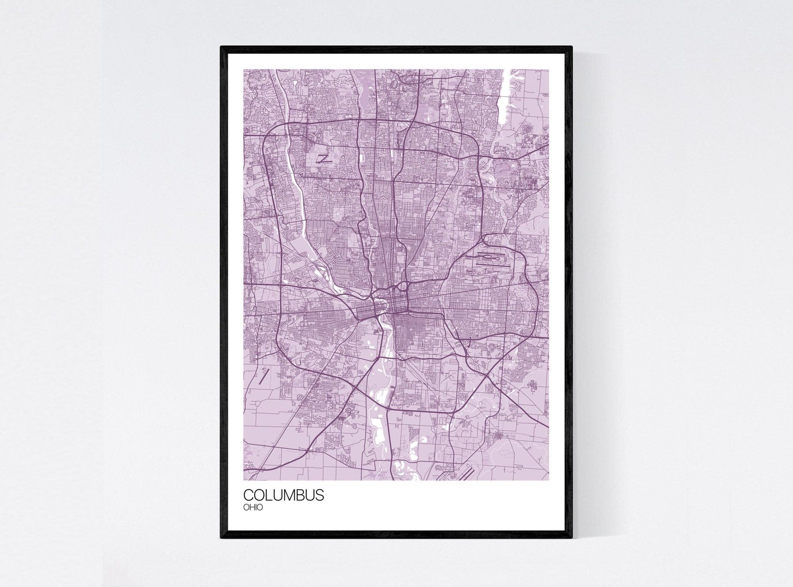 Columbus Ohio Map Print Many Colours Printed on Art - Etsy