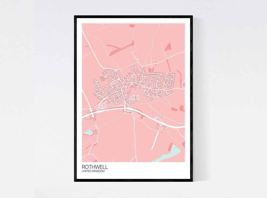 Rothwell England Town Map Art Print Many Styles 350gsm - Etsy