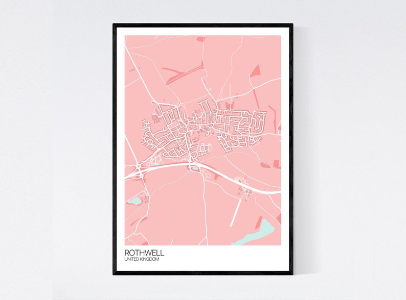 Rothwell England Town Map Art Print Many Styles 350gsm - Etsy