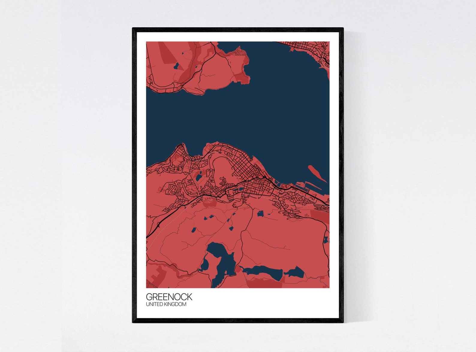 Greenock Scotland City Map Art Print Many Styles 350gsm | Etsy UK