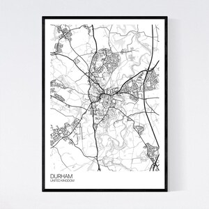 Durham Map Print Many Colours Available 350gsm Art Quality Paper Fast ...