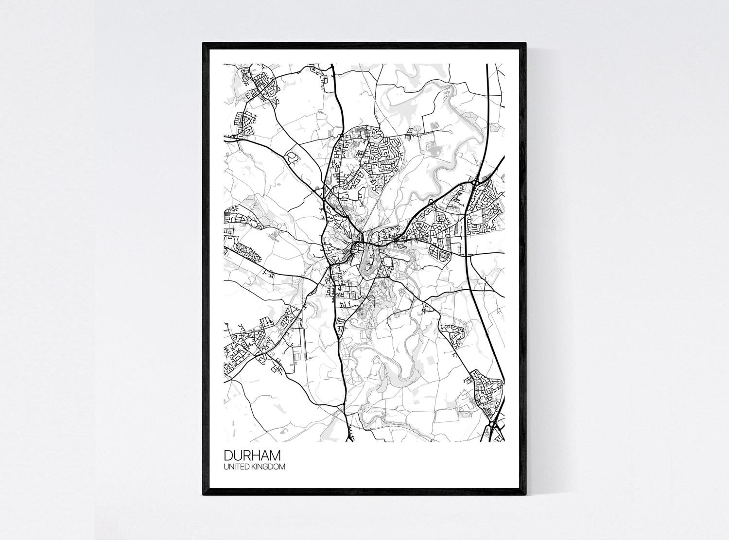 Durham Map Print Many Colours Available 350gsm Art Quality | Etsy