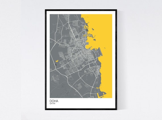 Doha Qatar Map Art Print Many Styles Art Quality Paper | Etsy