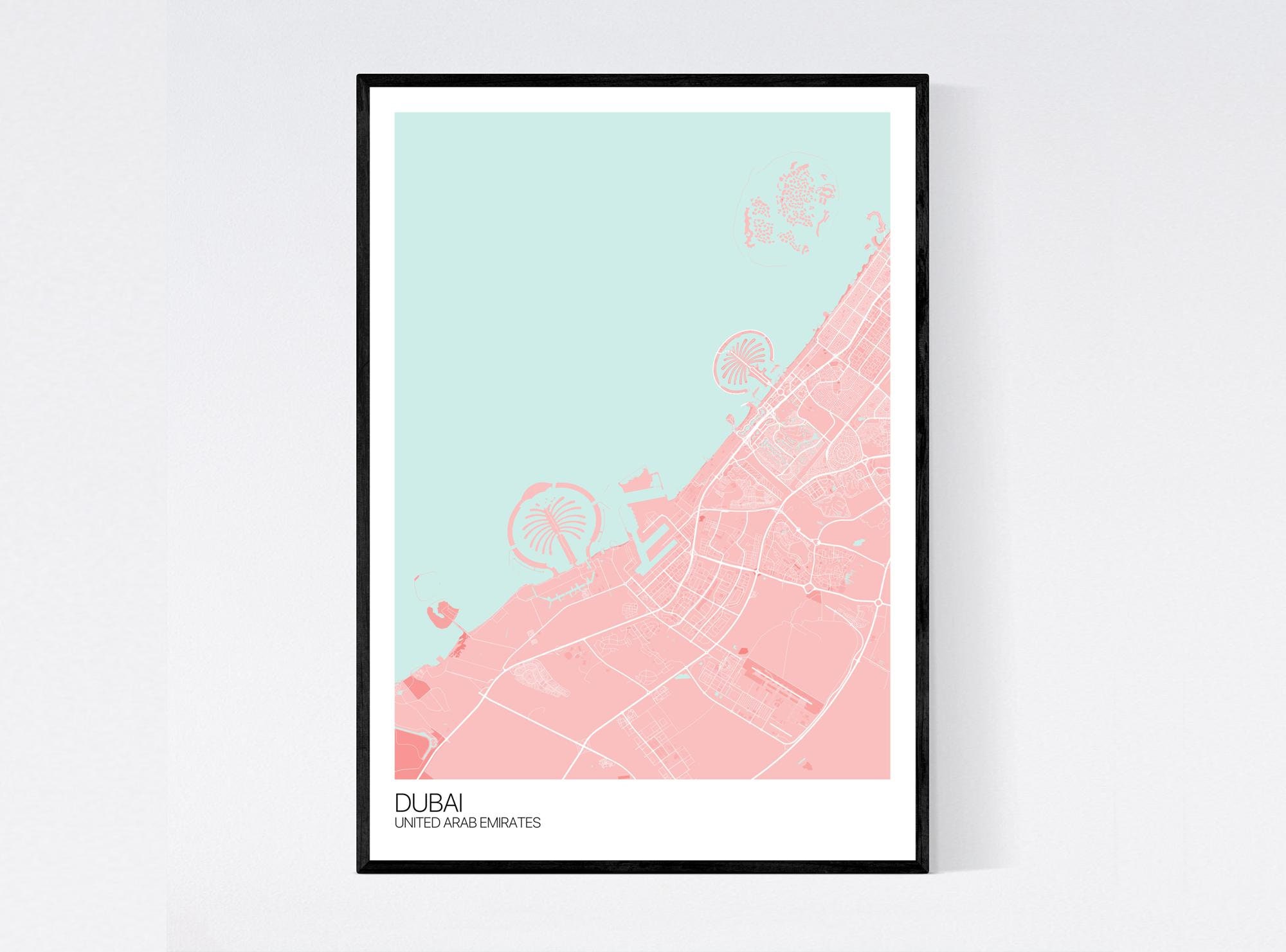 Dubai UAE City Map Art Print Many Styles Art Quality | Etsy UK