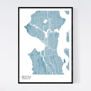 Seattle Washington Map Print Many Colours Printed on Art - Etsy