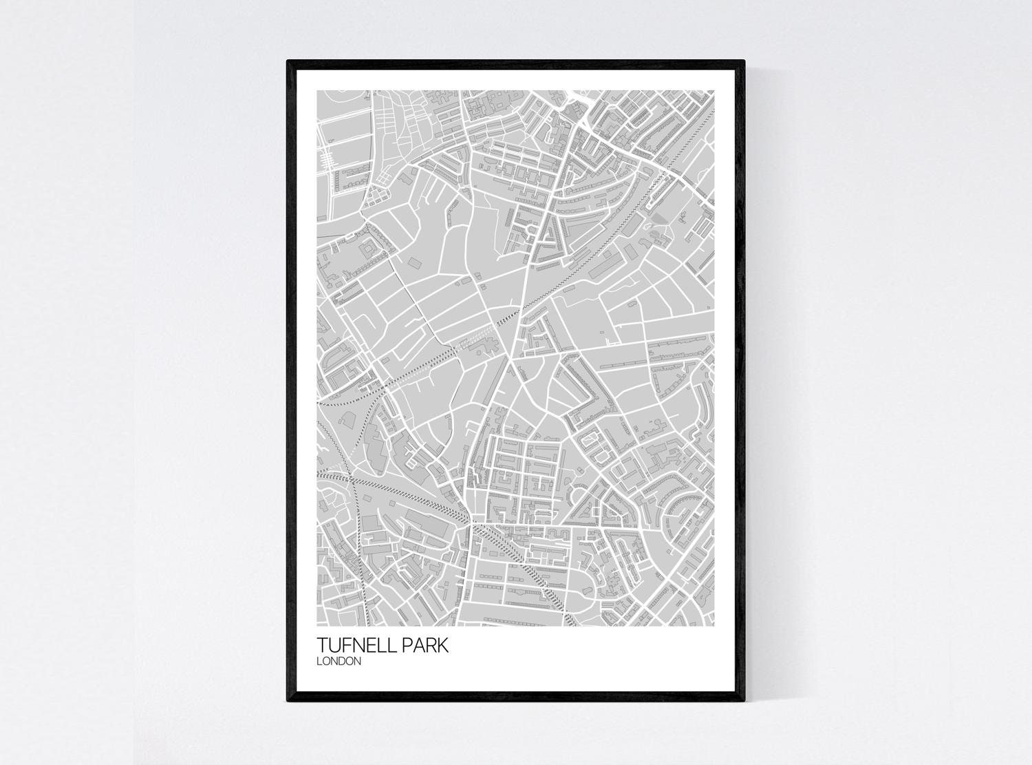 Tufnell Park London Map Art Print Many Colours 350gsm Art | Etsy