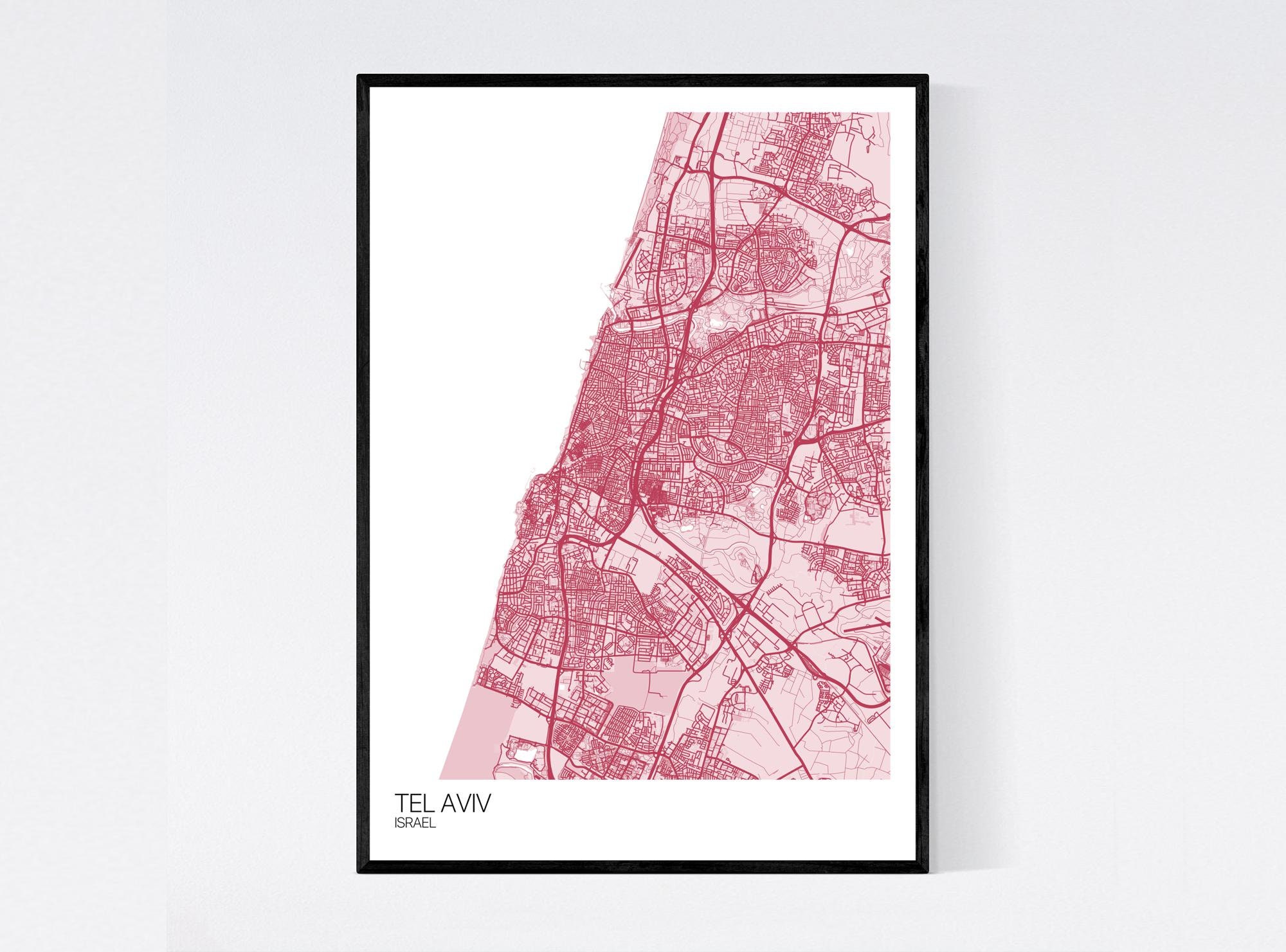 Tel Aviv Israel Map Art Print Many Colours 350gsm Art | Etsy