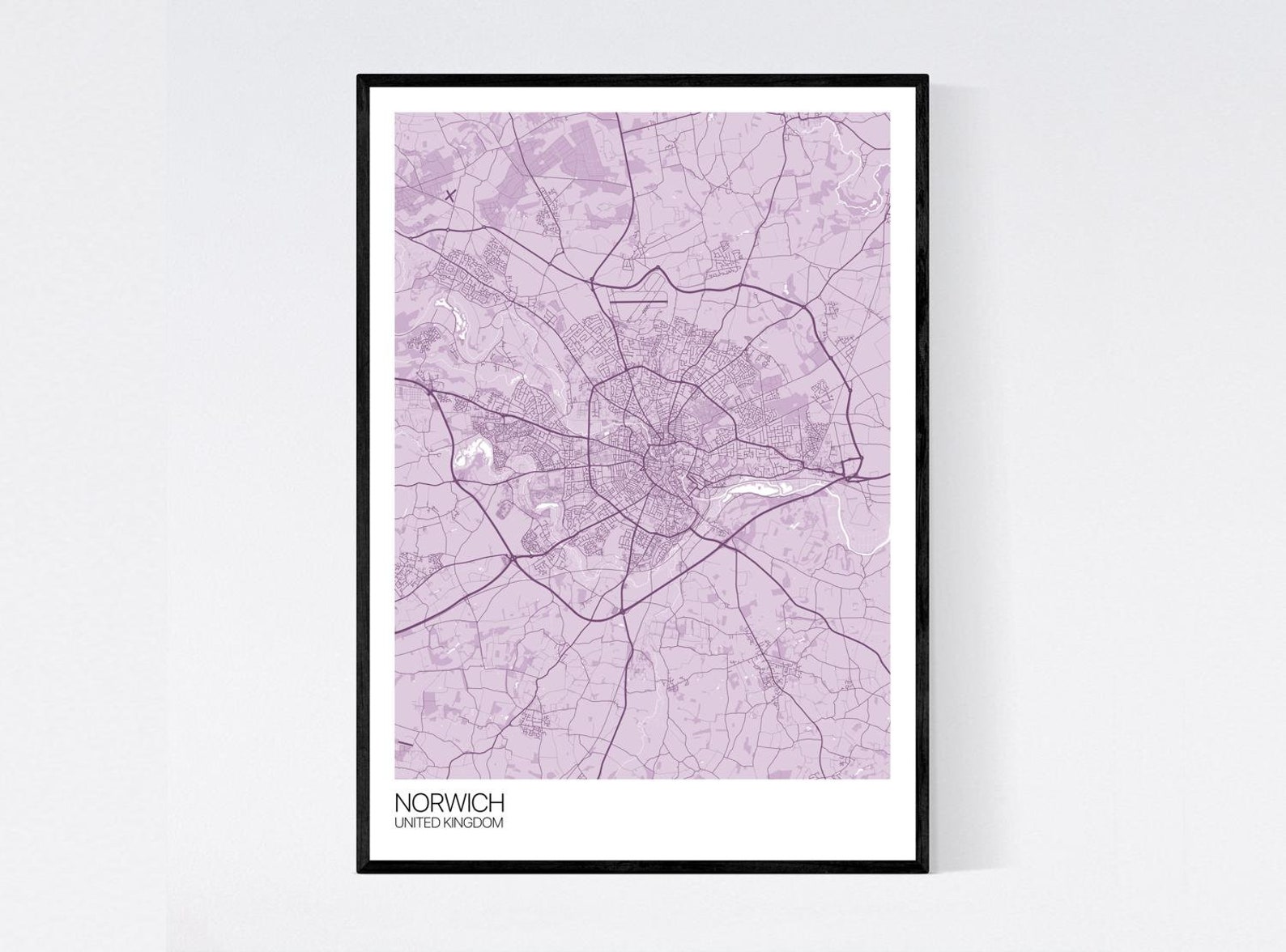 Norwich City Map Art Print Many Colours 350gsm Art Quality | Etsy