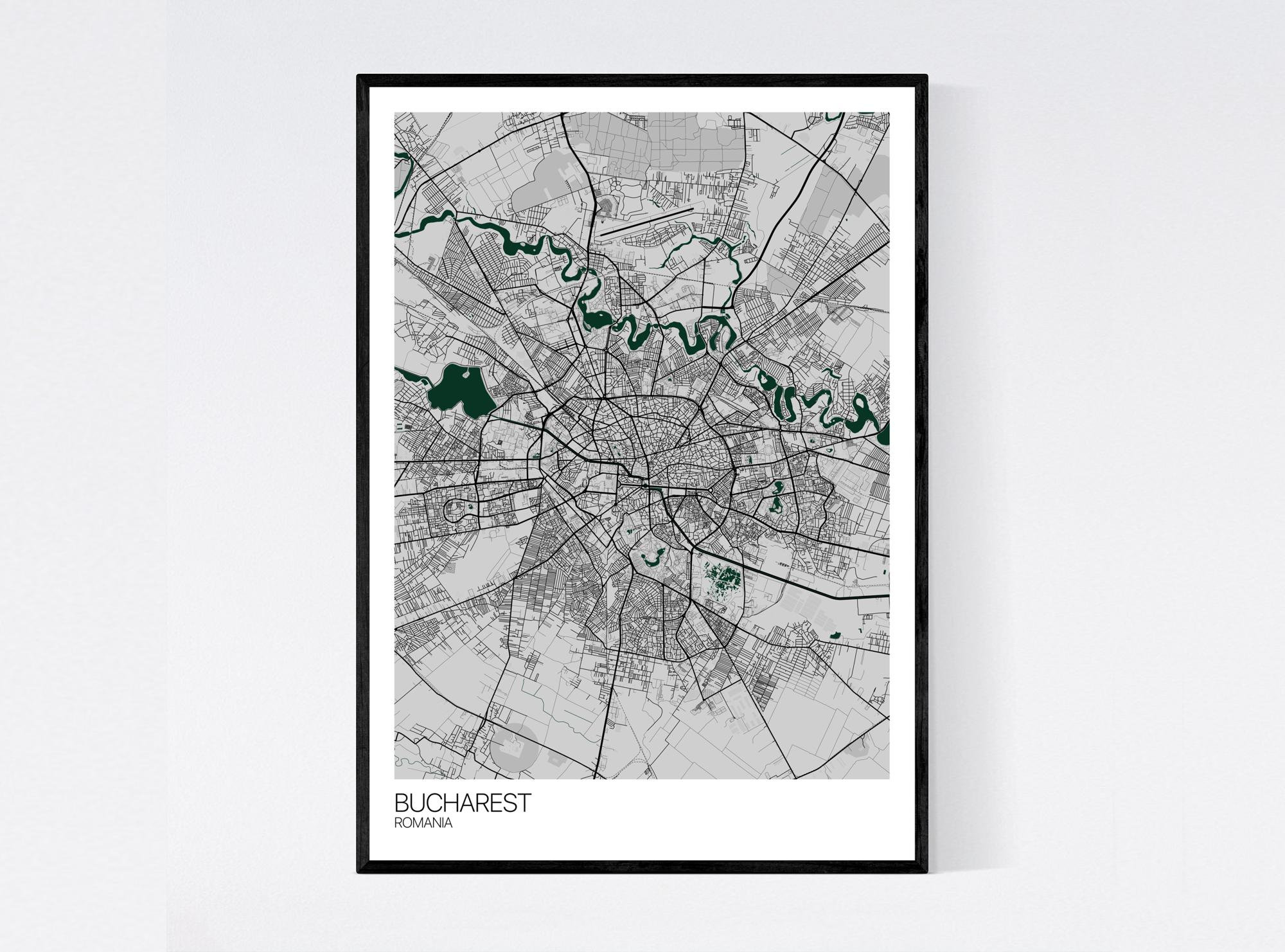 Bucharest Romania Map Art Print Many Styles 350gsm Art | Etsy