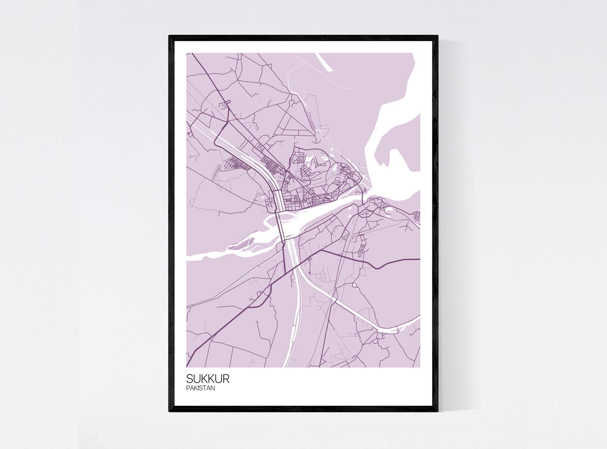 Sukkur Pakistan Map Art Print Many Styles Art Quality | Etsy