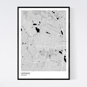 Herning, Denmark City Map Art Print - Many Colours - 350gsm Art Quality ...