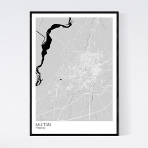 Multan, Pakistan Map Art Print Many Styles Art Quality Paper Fast ...