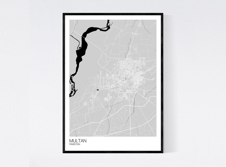 Multan Pakistan Map Art Print Many Styles Art Quality | Etsy