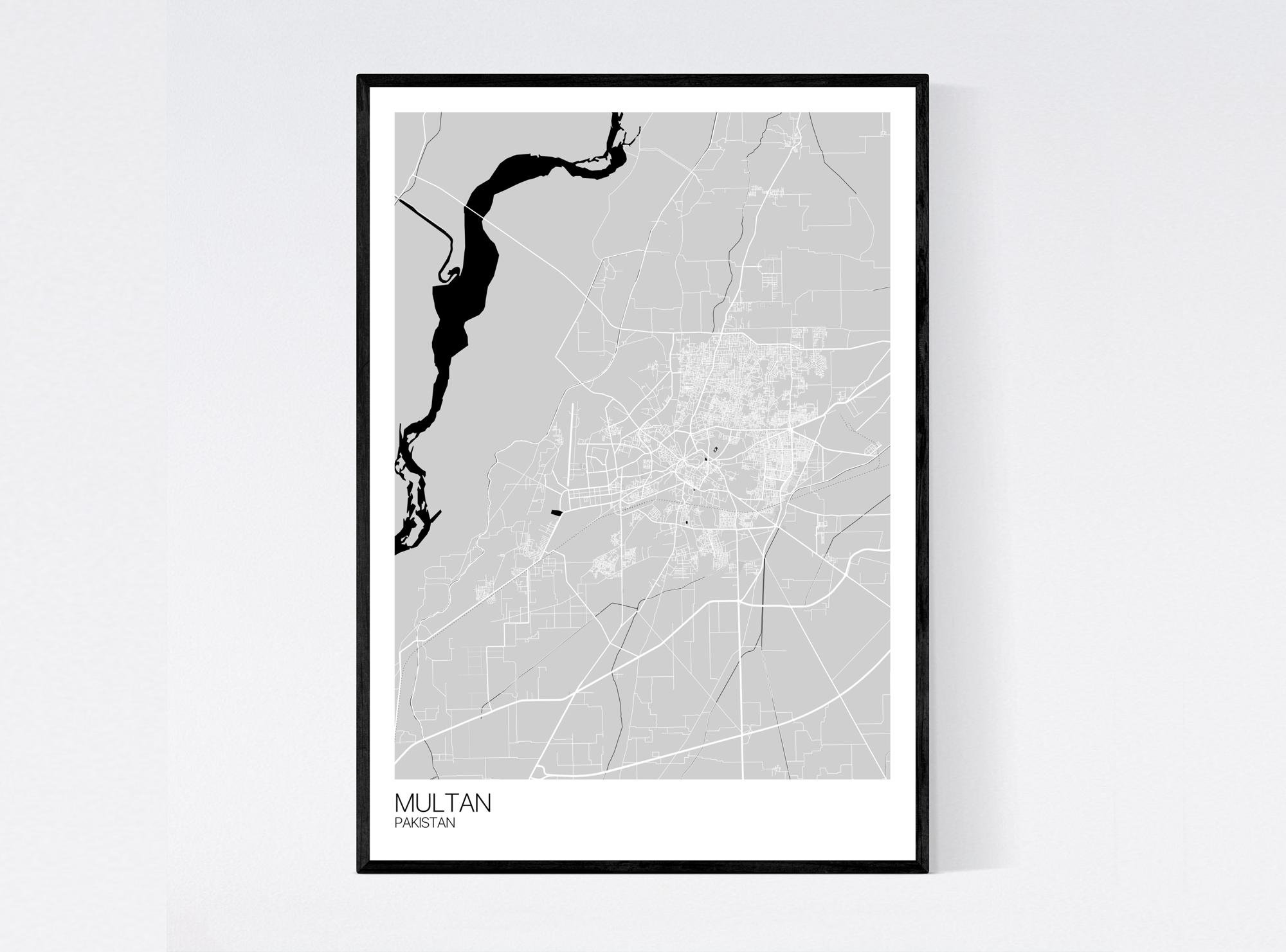 Multan Pakistan Map Art Print Many Styles Art Quality | Etsy