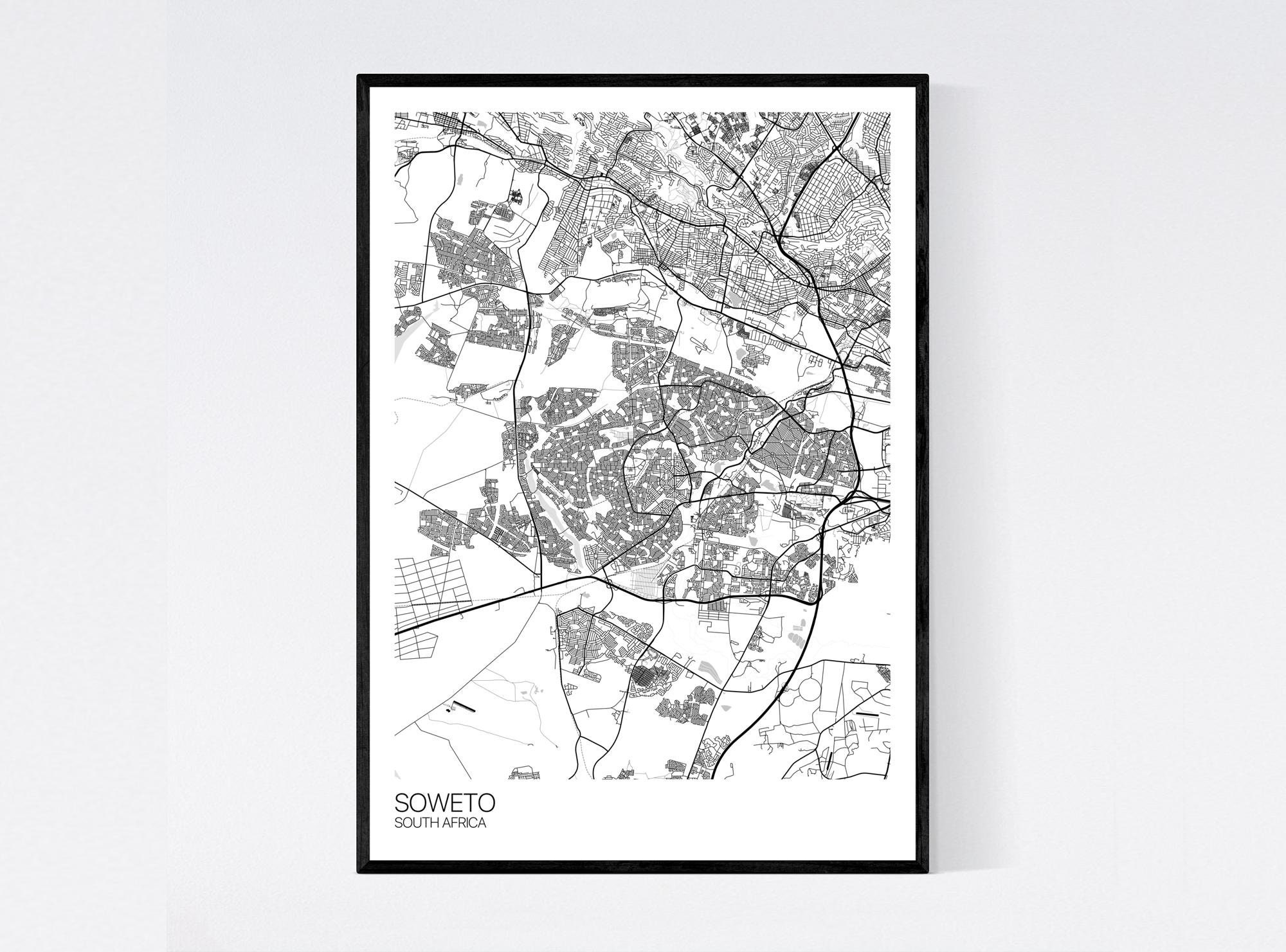 Soweto South Africa Map Art Print Many Styles Art Quality | Etsy